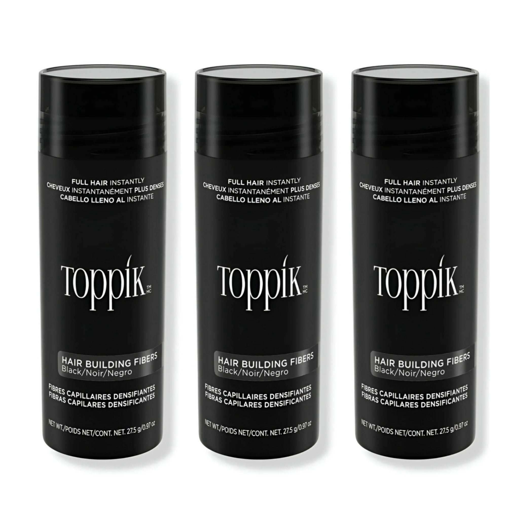 New Sealed 3 Pack TO*P.P*I*K Hair Building Fibers - Black 27.5 g/0.97 ...