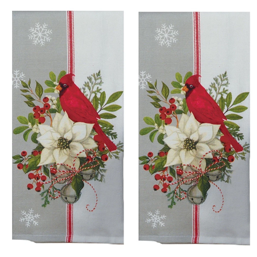 New Set Of 2 Kay Dee Designs Winterberry Garden Poinsettia Cardinal ...