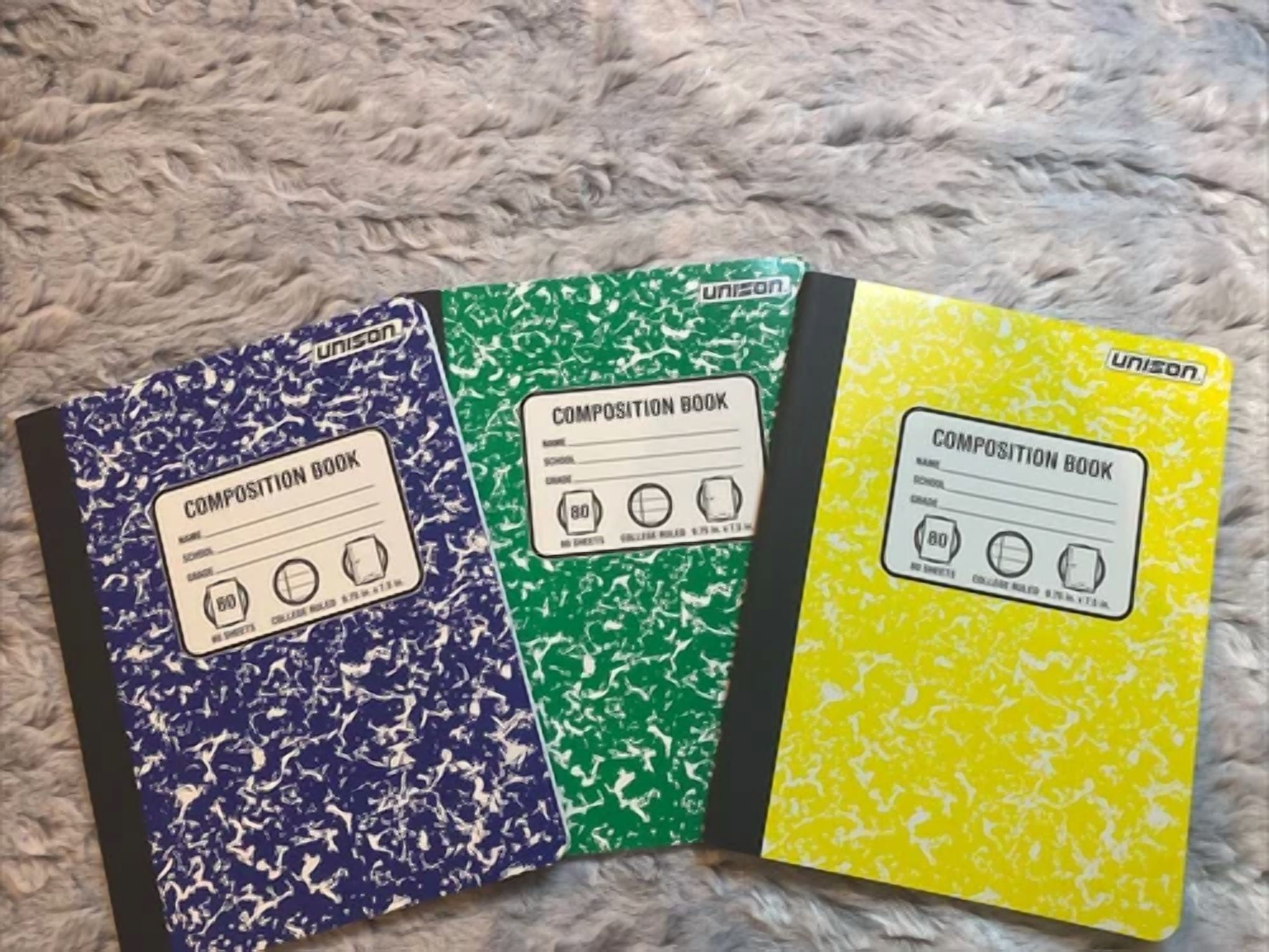 New Set Of 3 Unison Composition/Notebooks 80 Sheets College Ruled ...