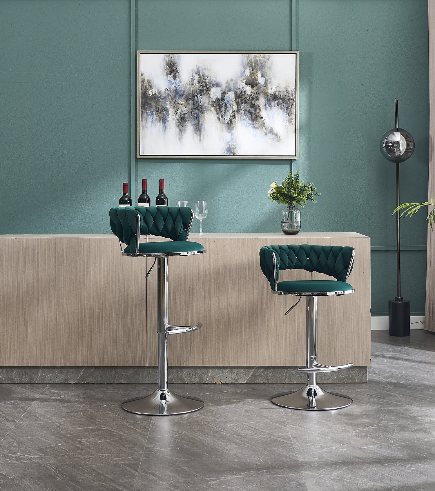 New Set of 2 Bar Stools,with Chrome Footrest and Base Swivel Height ...