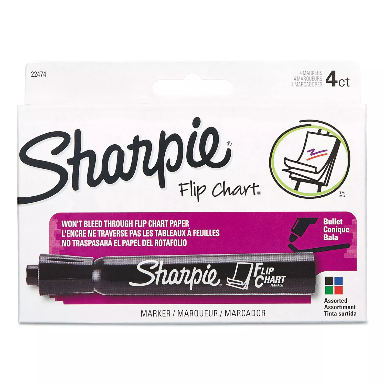 New Sharpie Flip Chart Markers Bullet Tip Four Colors 4/Set 22474 ...