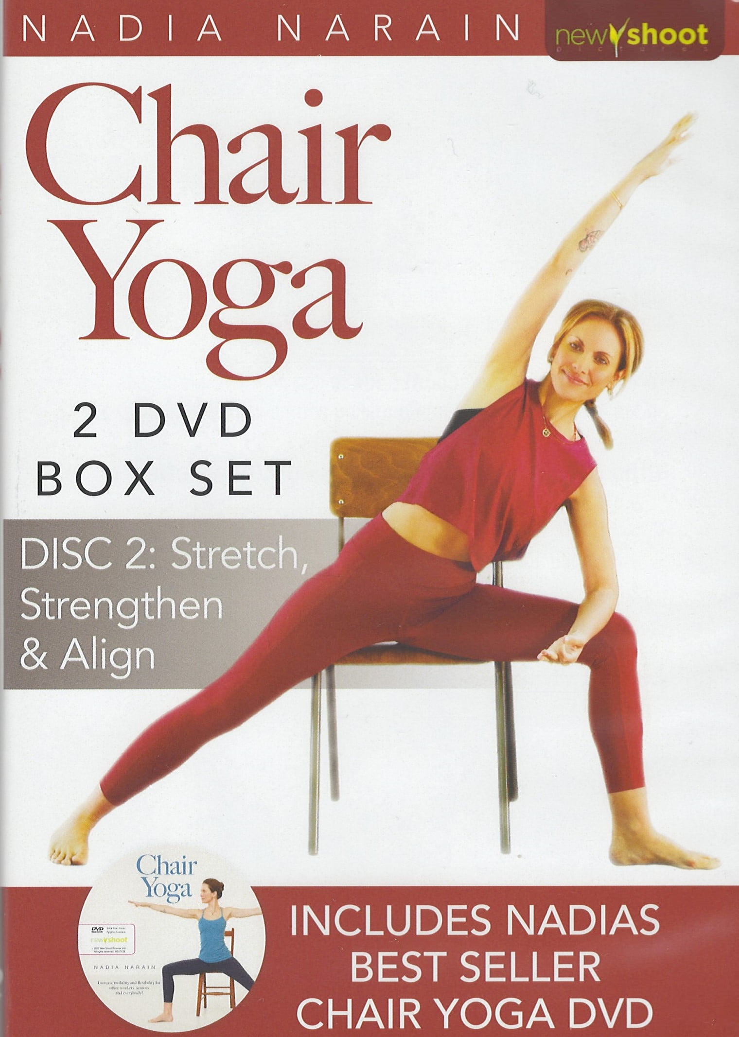 Nadia Narain's Chair Yoga 2 DVD Set for Seniors and Beginners - Stress Relief Sit Fit Videos ...