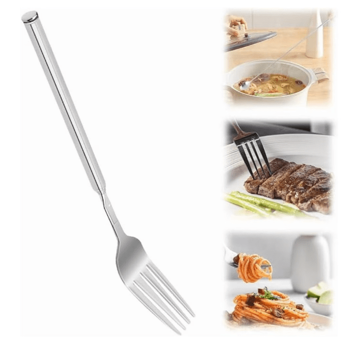 New Silver Extendable Fork Long Fork Prank 8.5in Expandable Telescoping ...