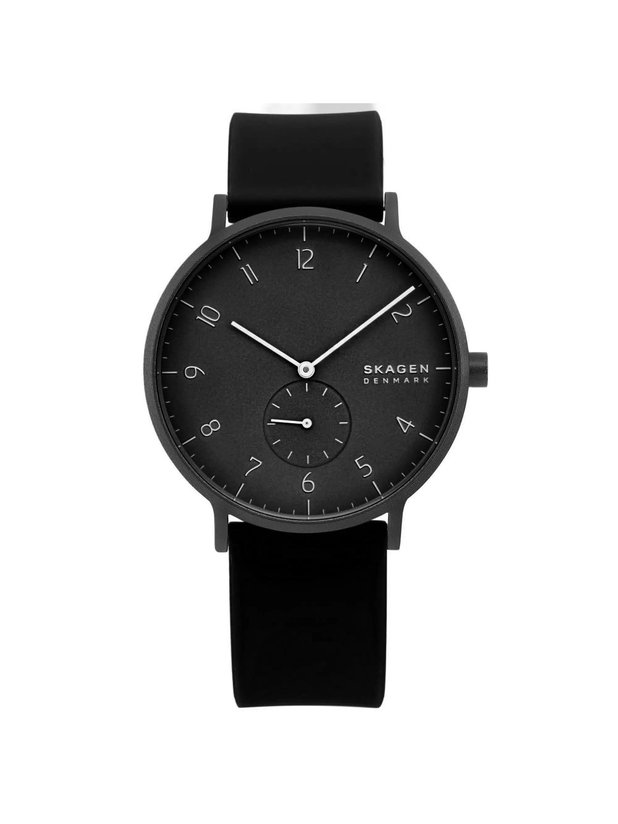 New Skagen Aaren Kulor 41mm Aluminum Black Dial Silicone Quartz Watch ...