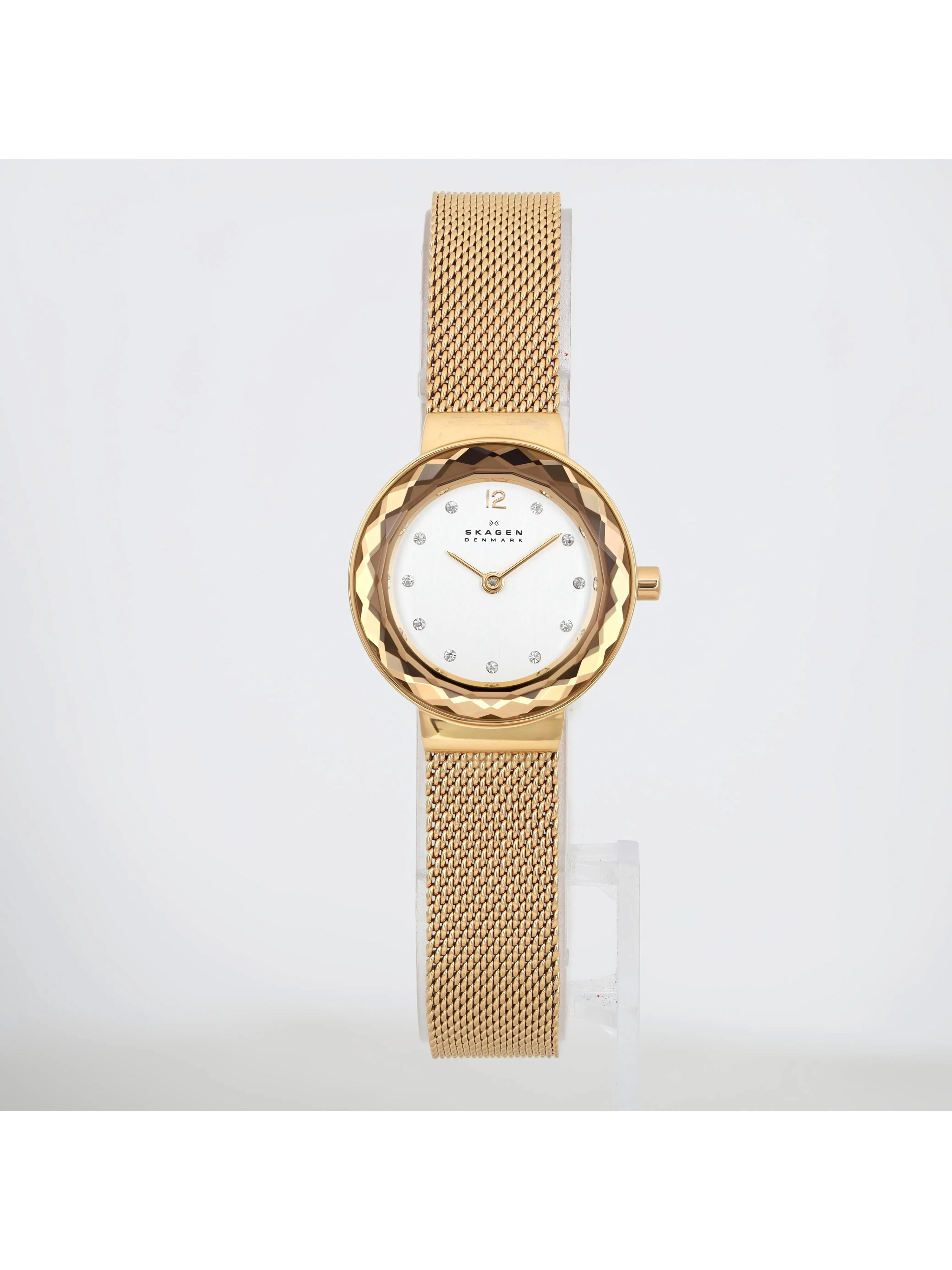 New Skagen Leonora 25mm Gold-Tone Silver Crystal Dial Quartz Lady Watch ...
