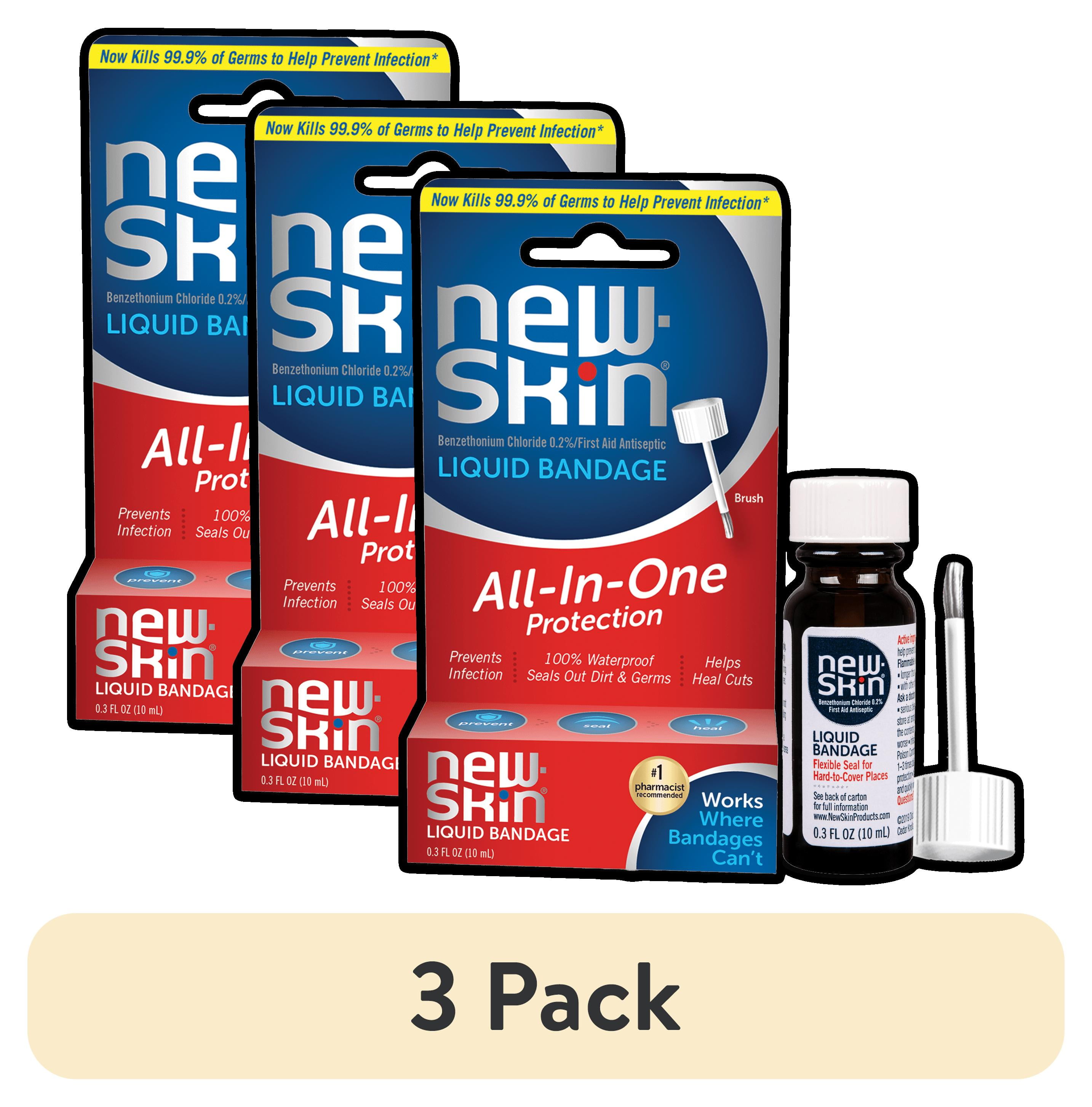 (3 pack) New-Skin Liquid Bandage, Waterproof Bandage for Scrapes and ...