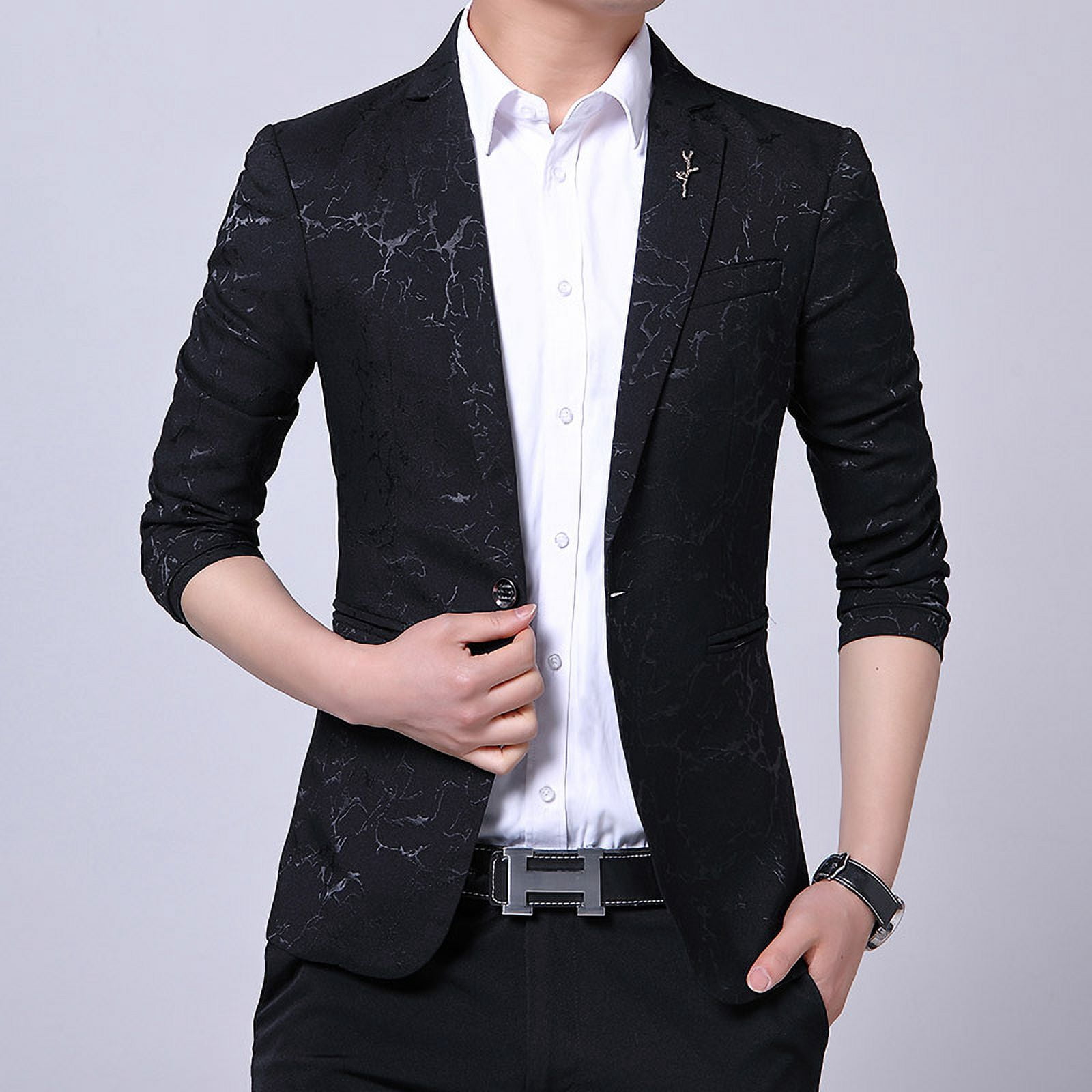 New Slim Dark Floral Suit Men's Coat Trend Personality Electric Shock ...