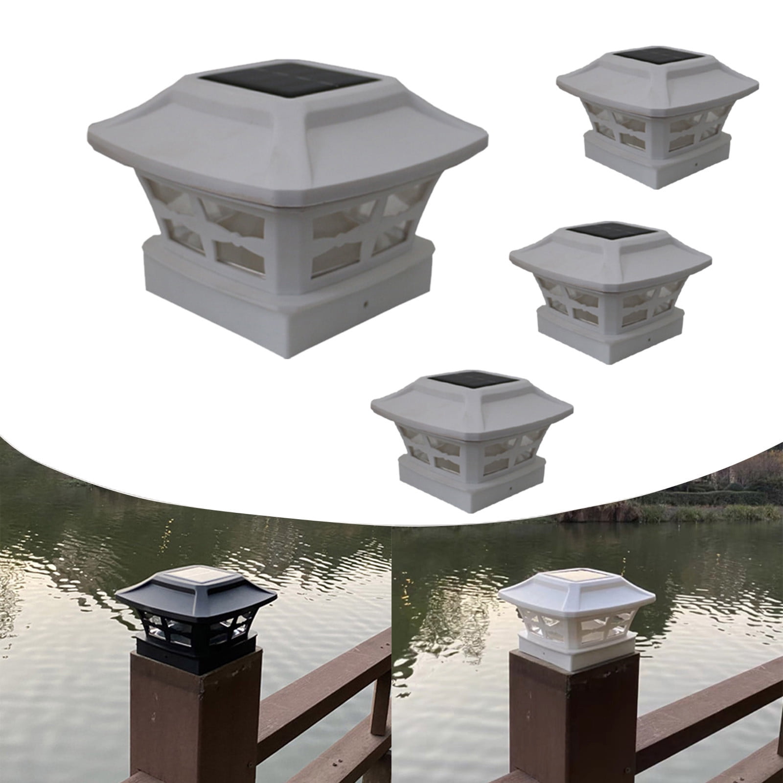 New Solar Column Light Outdoor Garden Decorative Home Fence Wall Post ...