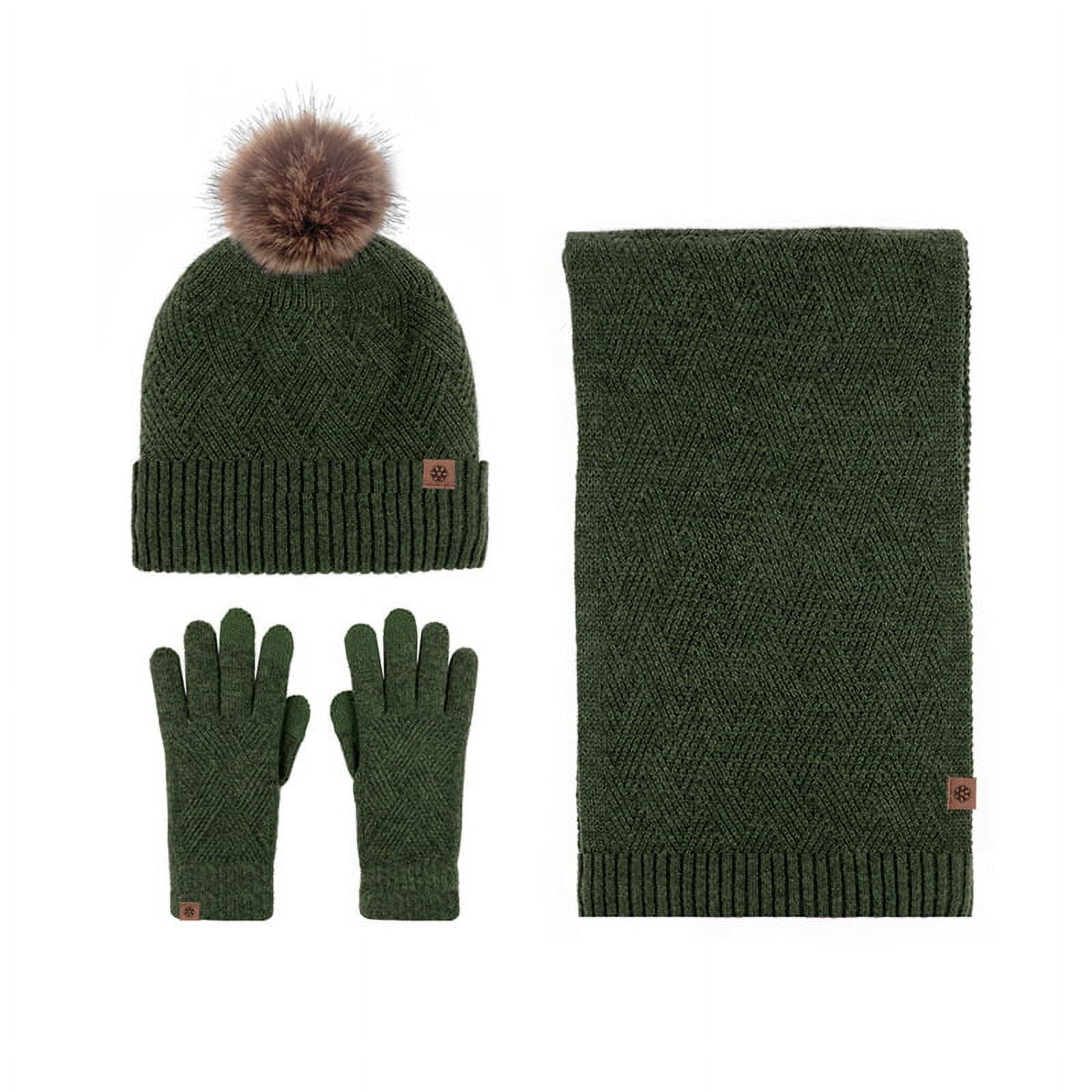 New Solid Color Wool Warm Hat Scarf Gloves Three-piece Set Of Cold Wool ...