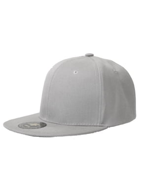 Solid Plain Style Flatbill Snapback Hat Cap, White, One Size Fits All ...