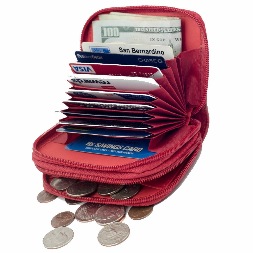 New Solid Genuine Leather Accordion Style Credit Card Holder Women's ...