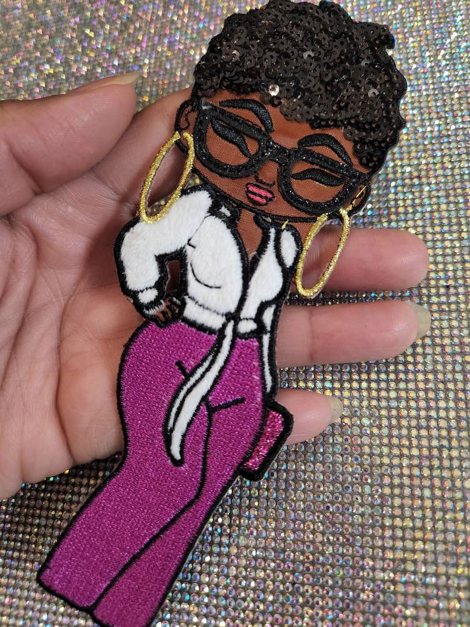 New, "Sophisticated Queen" Sequins, Fur, & Satin, 6" Patch, Iron-on ...