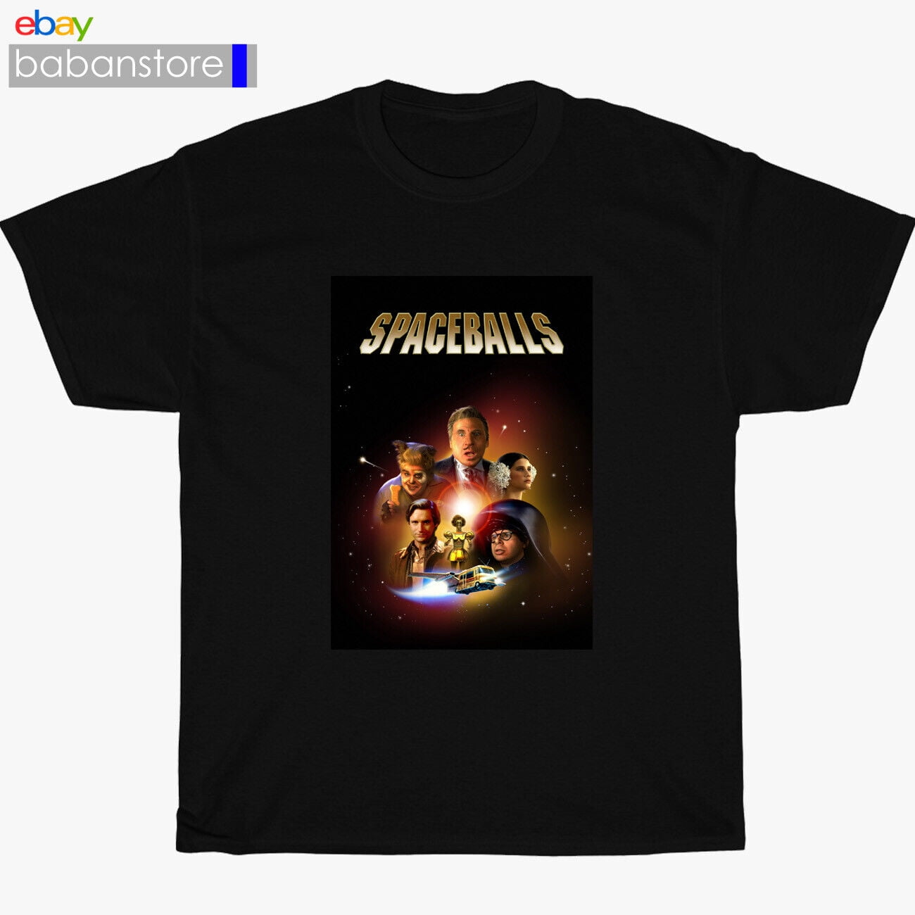 New Spaceballs Movie Poster Logo Black/White/Grey/Navy T-Shirt Size S ...