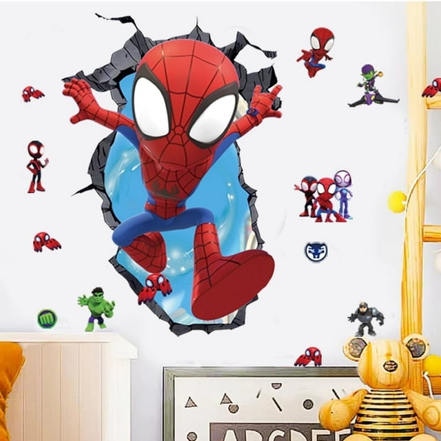 Superhero Wall Stickers Spider-Man Wall Decals Kids Room Decor ...