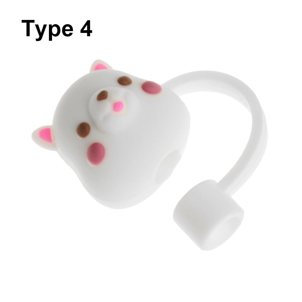 New Splash Proof Reusable Cartoon Plugs Cover Silicone Straw Plug Cup ...