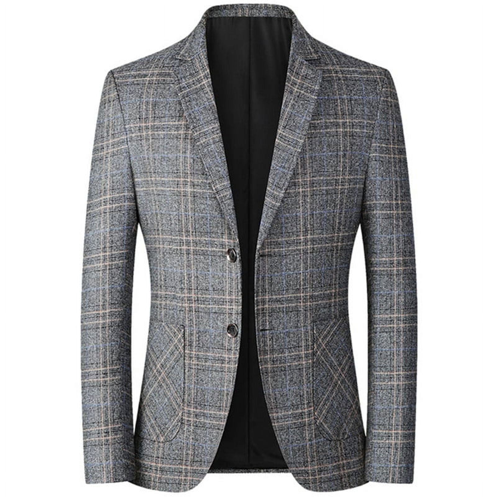 New Spring Autumn Blazers Men Slim Fit British Plaid Formal Suit Jacket ...