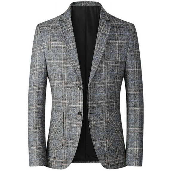 New Spring Autumn Blazers Men Slim Fit British Plaid Formal Suit Jacket ...