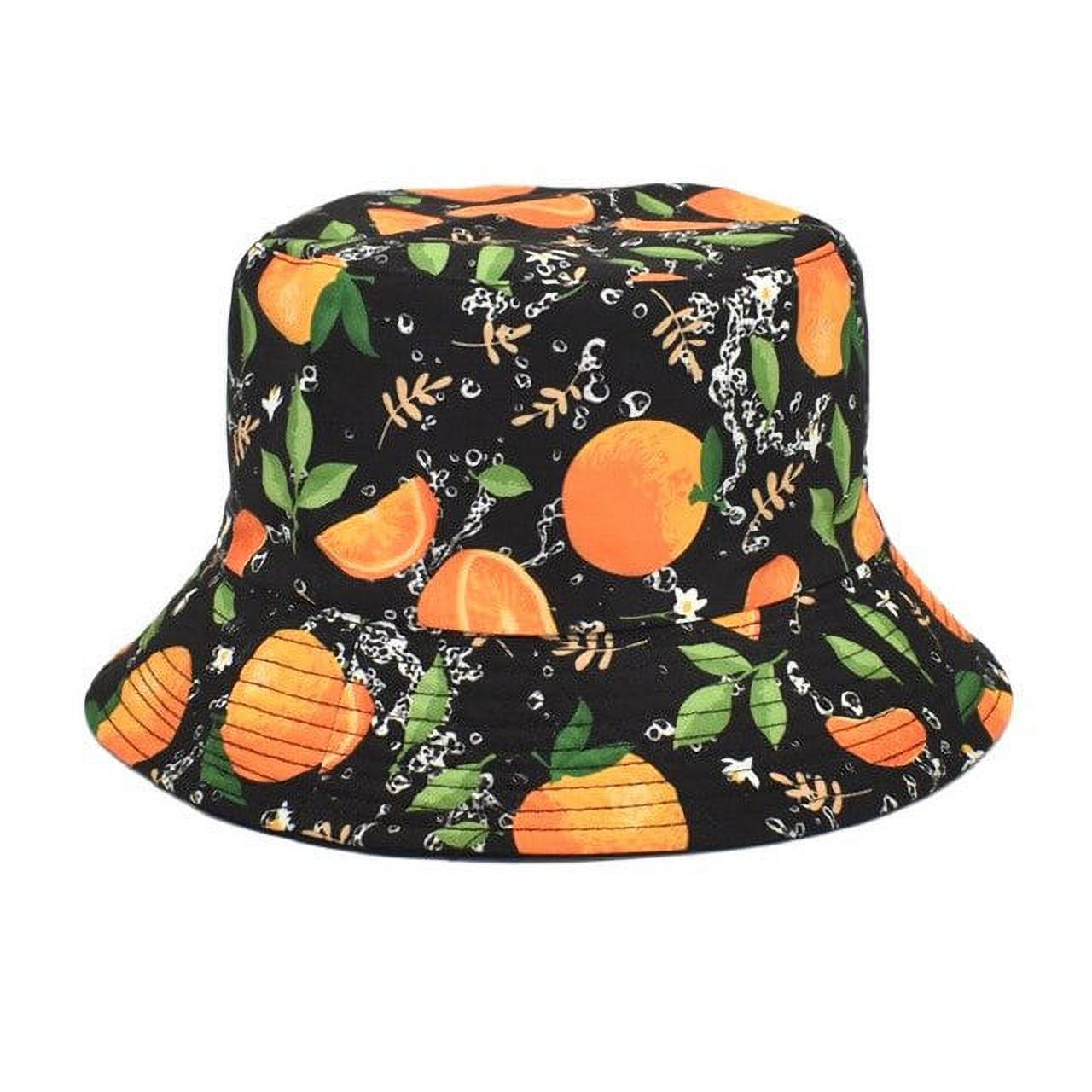 New Spring Summer Fruit Print Bucket Hat Women Men Outdoor Foldable Bob ...