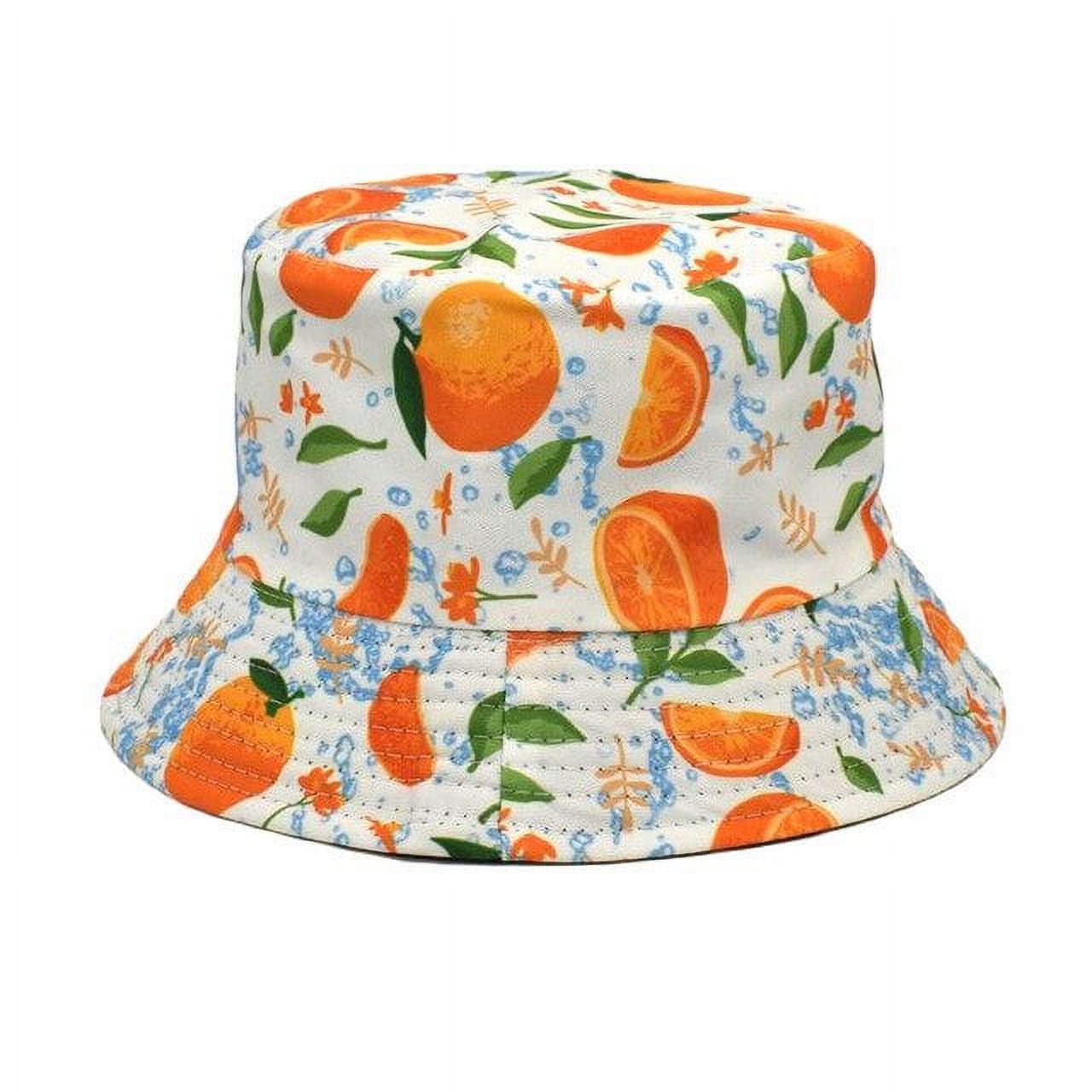 New Spring Summer Fruit Print Bucket Hat Women Men Outdoor Foldable Bob ...
