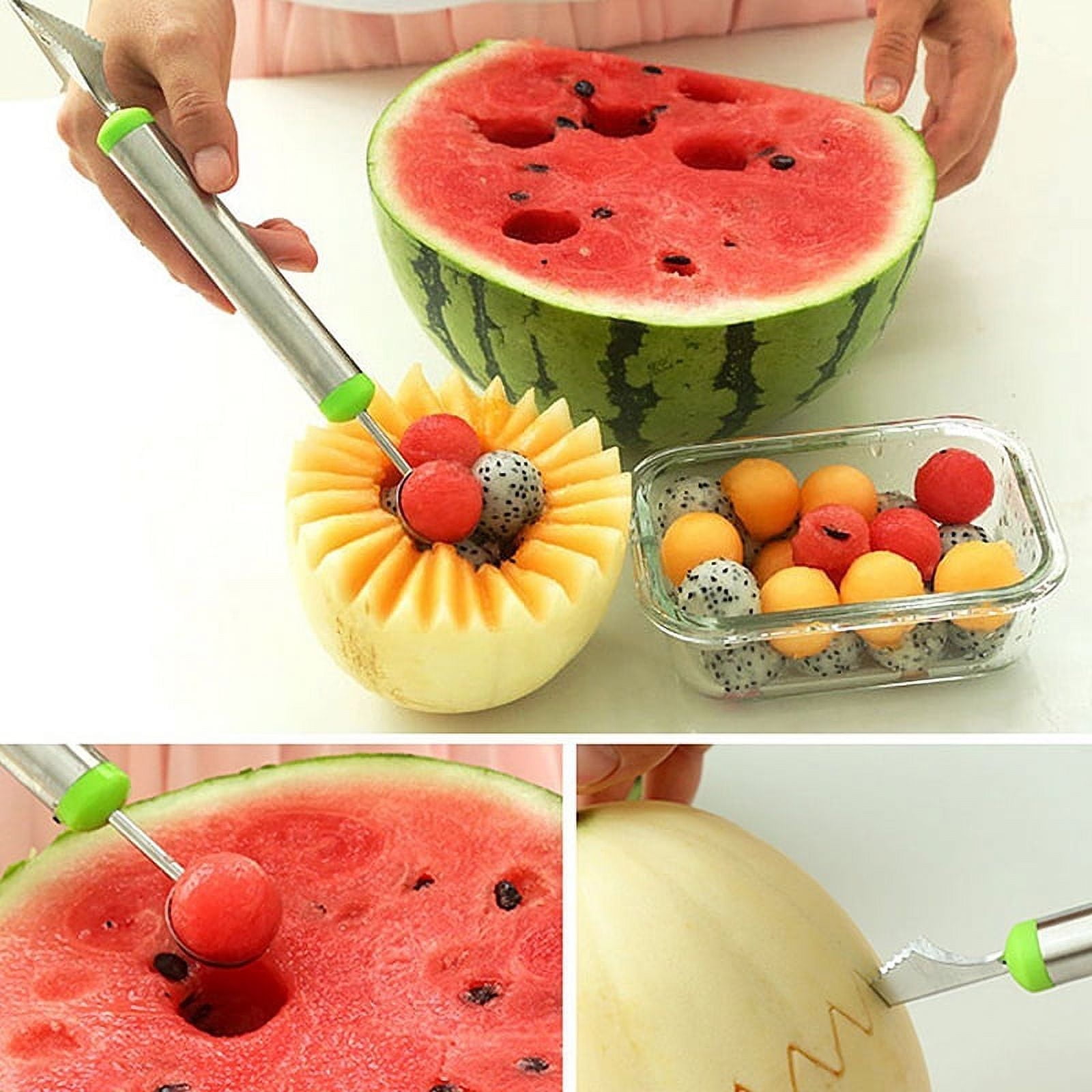 New Stainless Steel Fruit Melon Ice Cream Scoop Spoon Melon Baller ...
