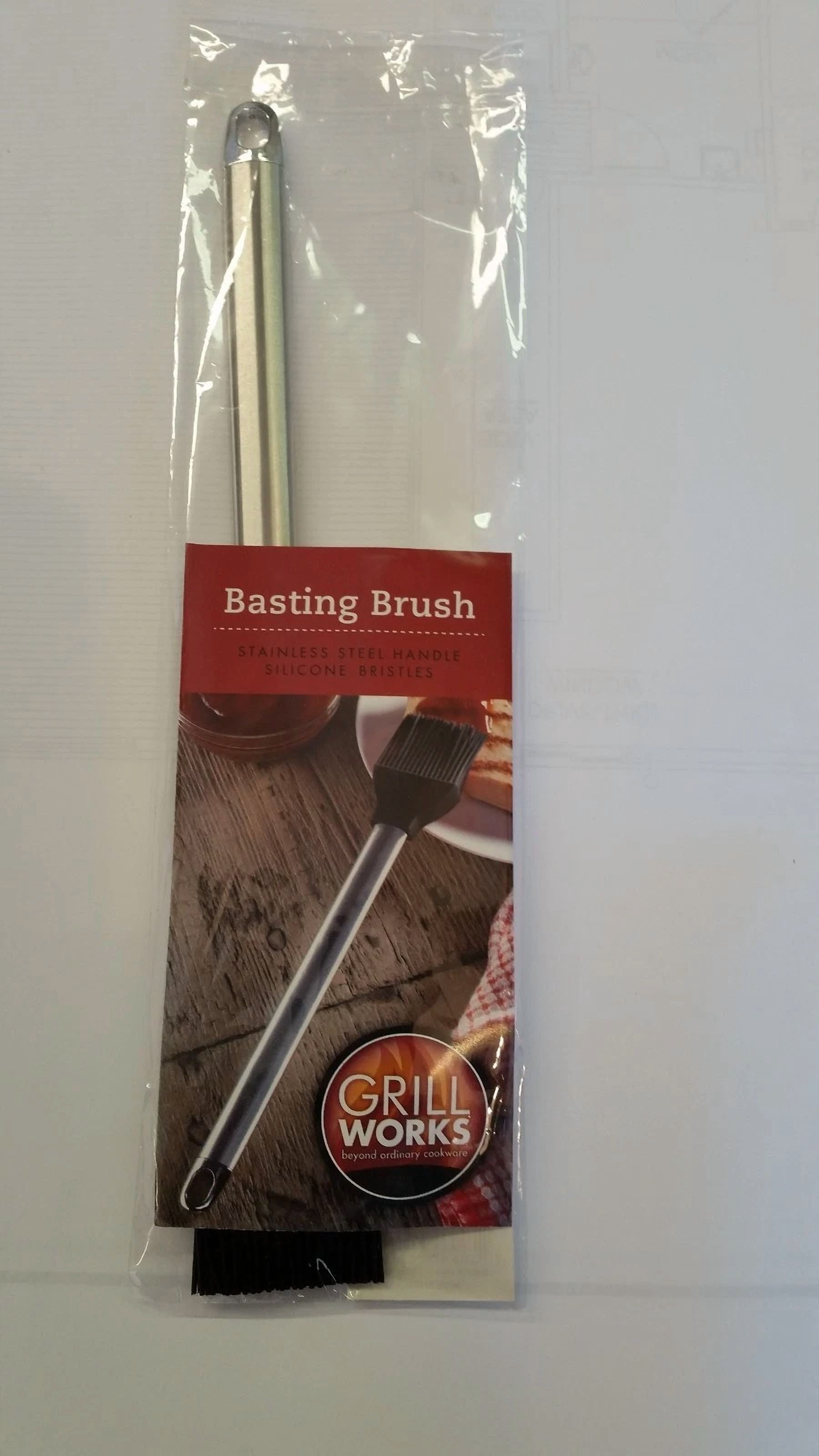 New Stainless Steel Grill Works Basting Brush 12" Silicone Bristles Bbq ...
