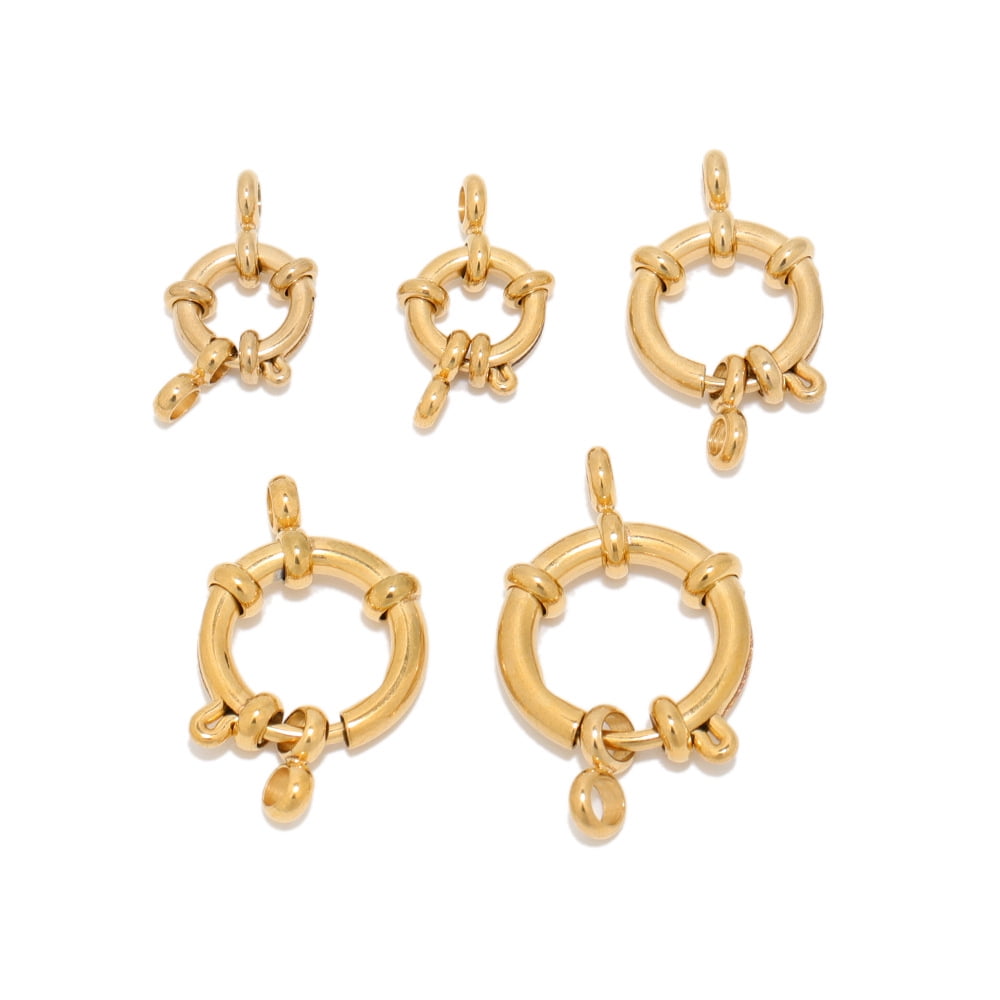 New Stainless Steel Spring Ring Clasps with Hoop Eight Connectors Gold ...