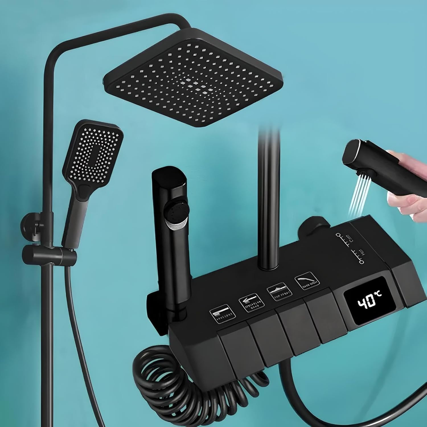 New Standard Brass Rainfall Shower Set 4 function Thermostatic Mixer ...