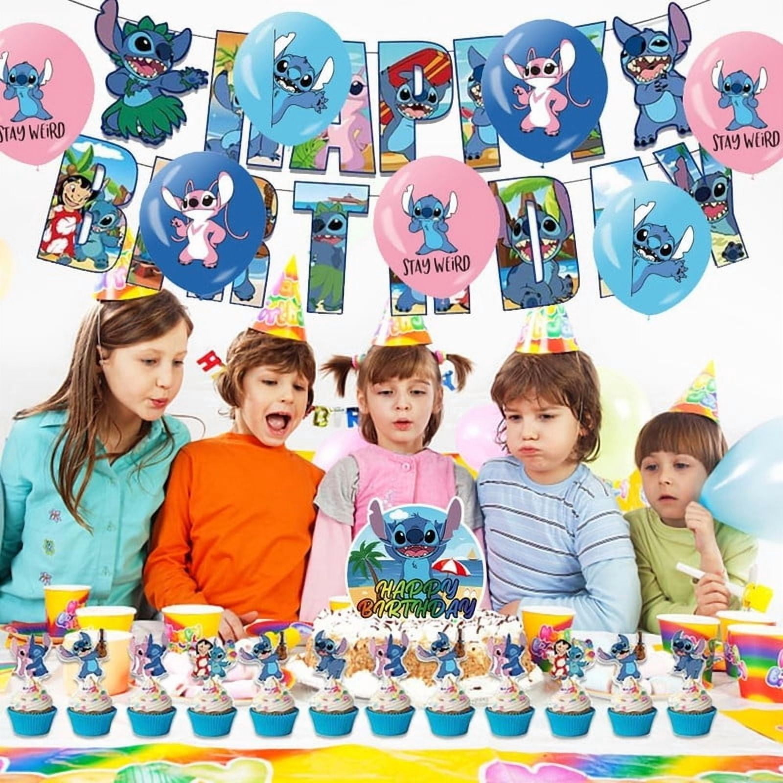 New Stitch Birthday Party Backdrop Balloons Cake Topper, by Keqi 38 ...