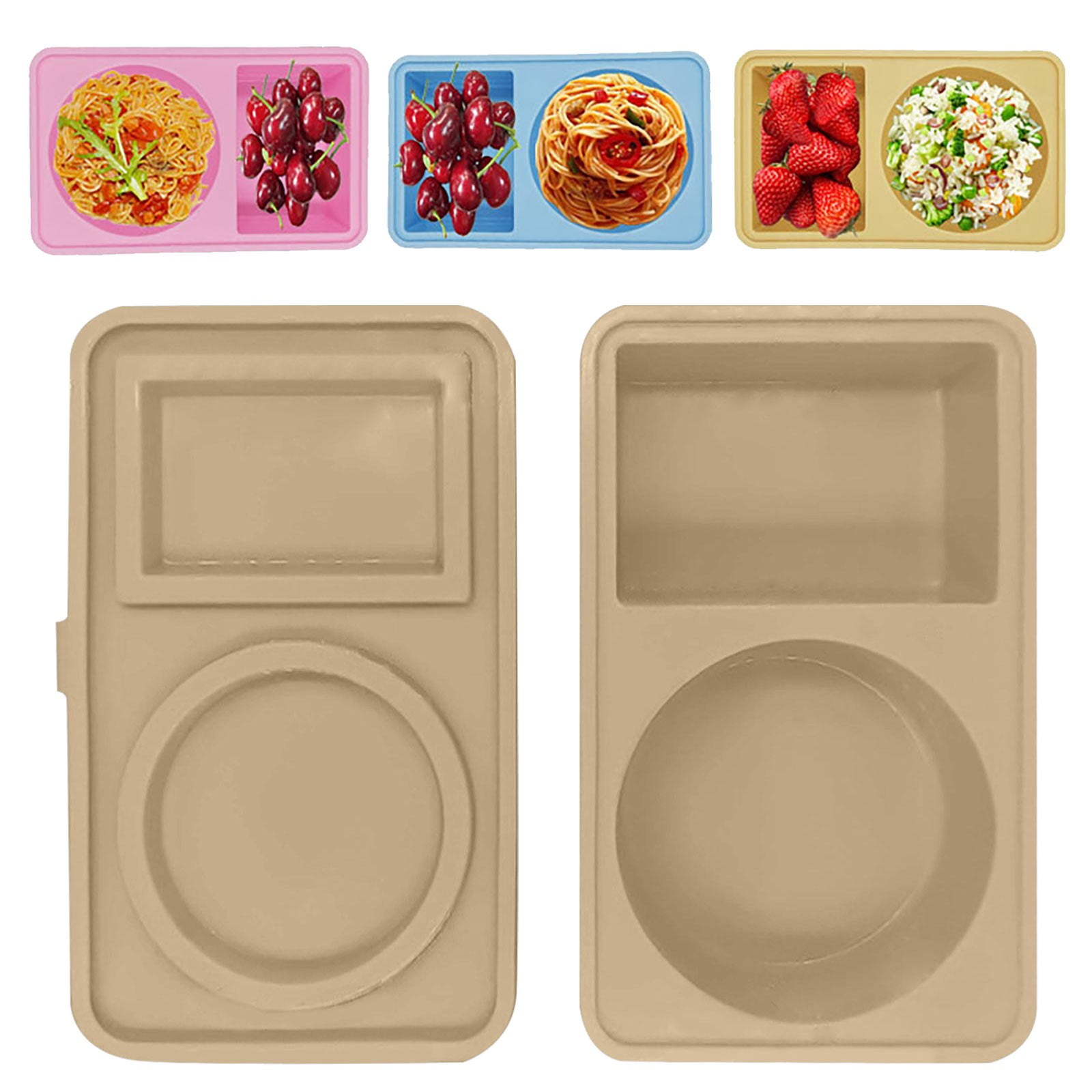 New! in Stock! Dusknt Silicone Reusable Snack Container Khaki, Kids ...