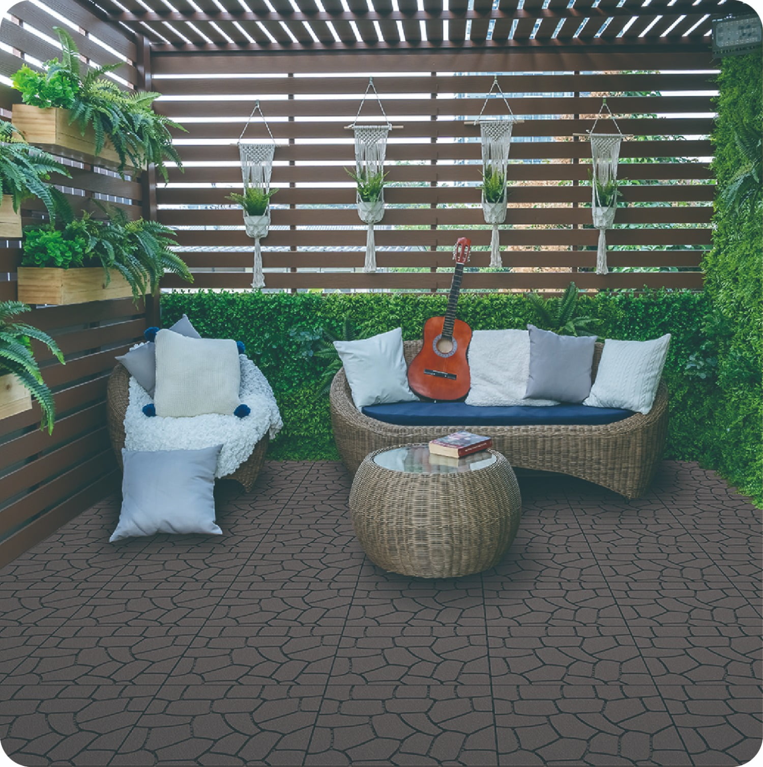 New Stone texture 12" Patio Deck Tiles, DIY Module Interlocking Decking ...
