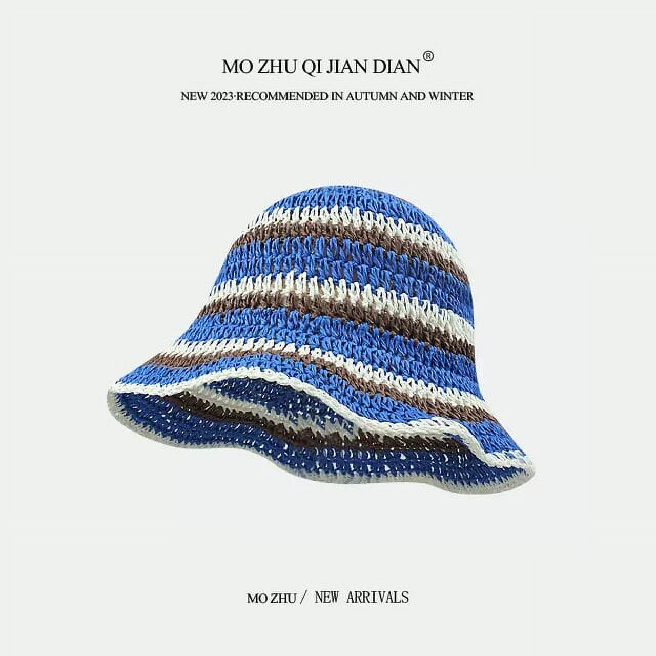 New Striped Color Matching Straw Hat Women's Summer Rainbow Straw Sun ...