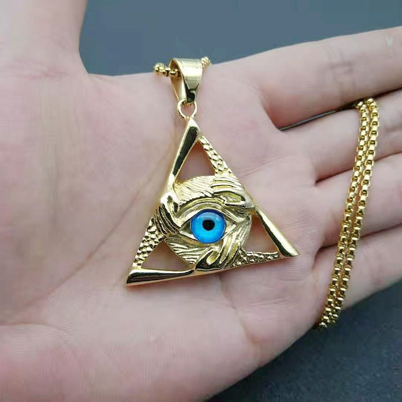 New Style Ancient Egyptian Pyramid Masonic Triangle Omniscient Eye 14K ...