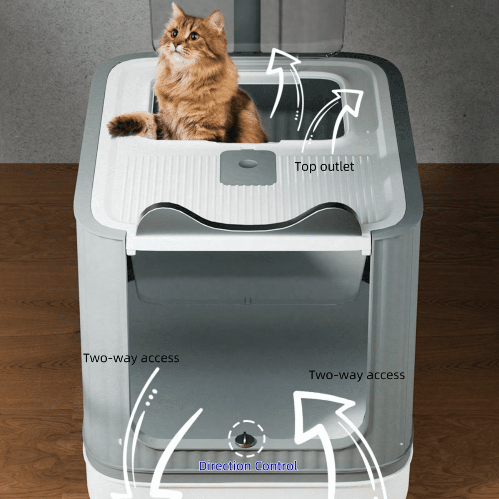 New Style Large Size Open-Top Cat Litter Box With Two-Way Access Door ...
