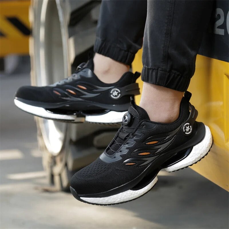 New Style Steel Toe Safety Shoes Men Rotated Button Work Sneakers Anti ...