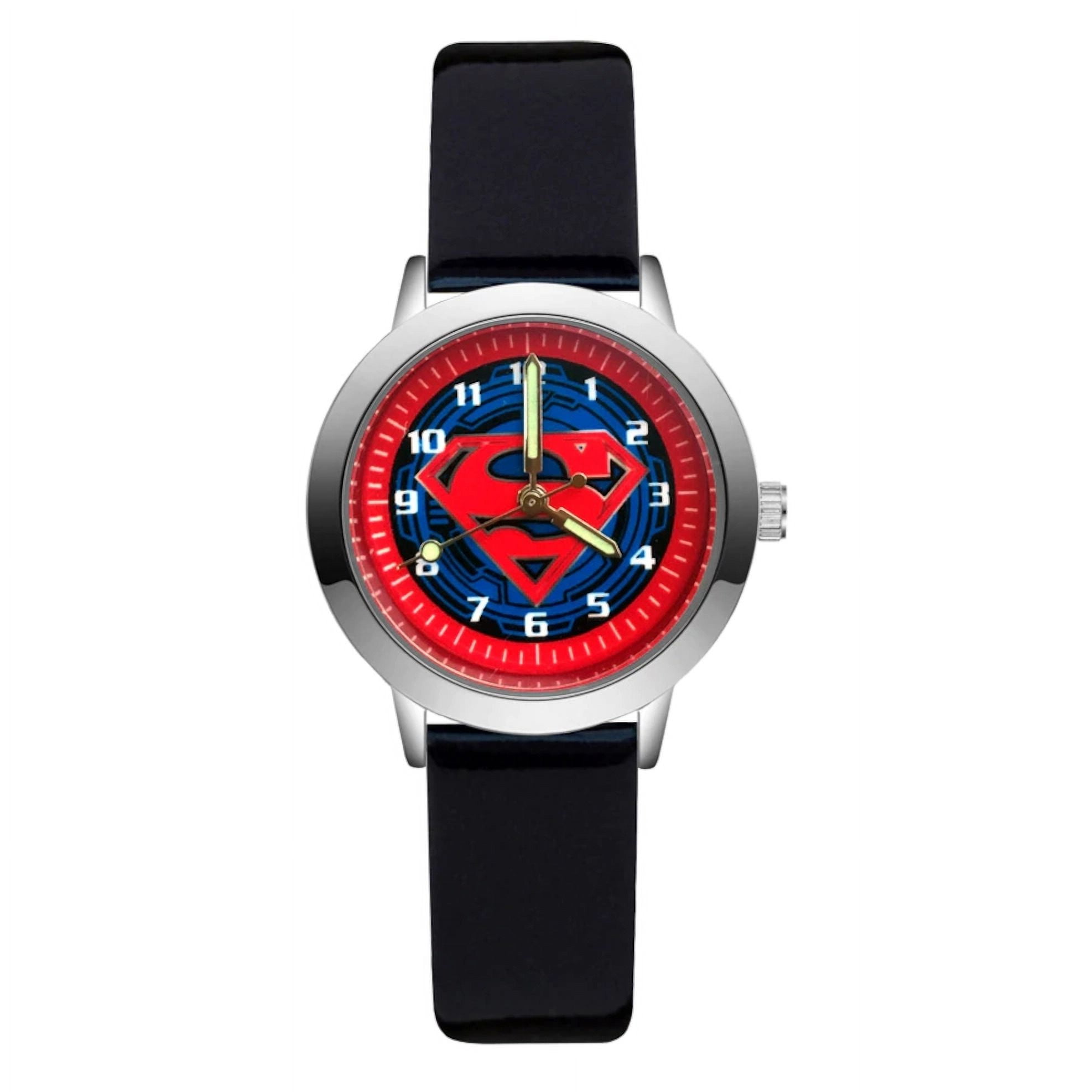 New Style Superman Blue and Red Face Watch with Glow in the Dark Hands ...
