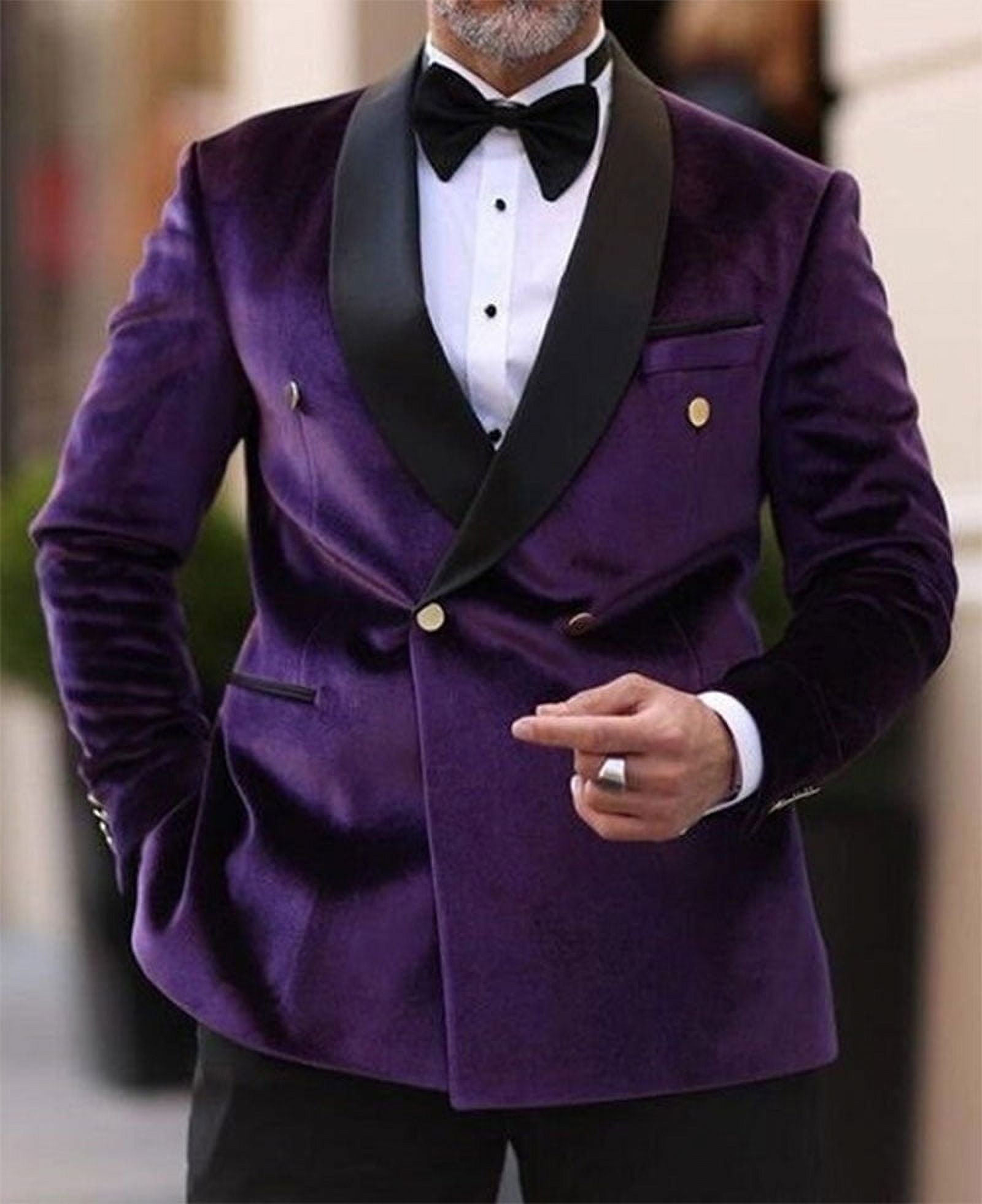 New Suit Jacket Men's Business Casual Velvet Blazer Shawl Lapel ...