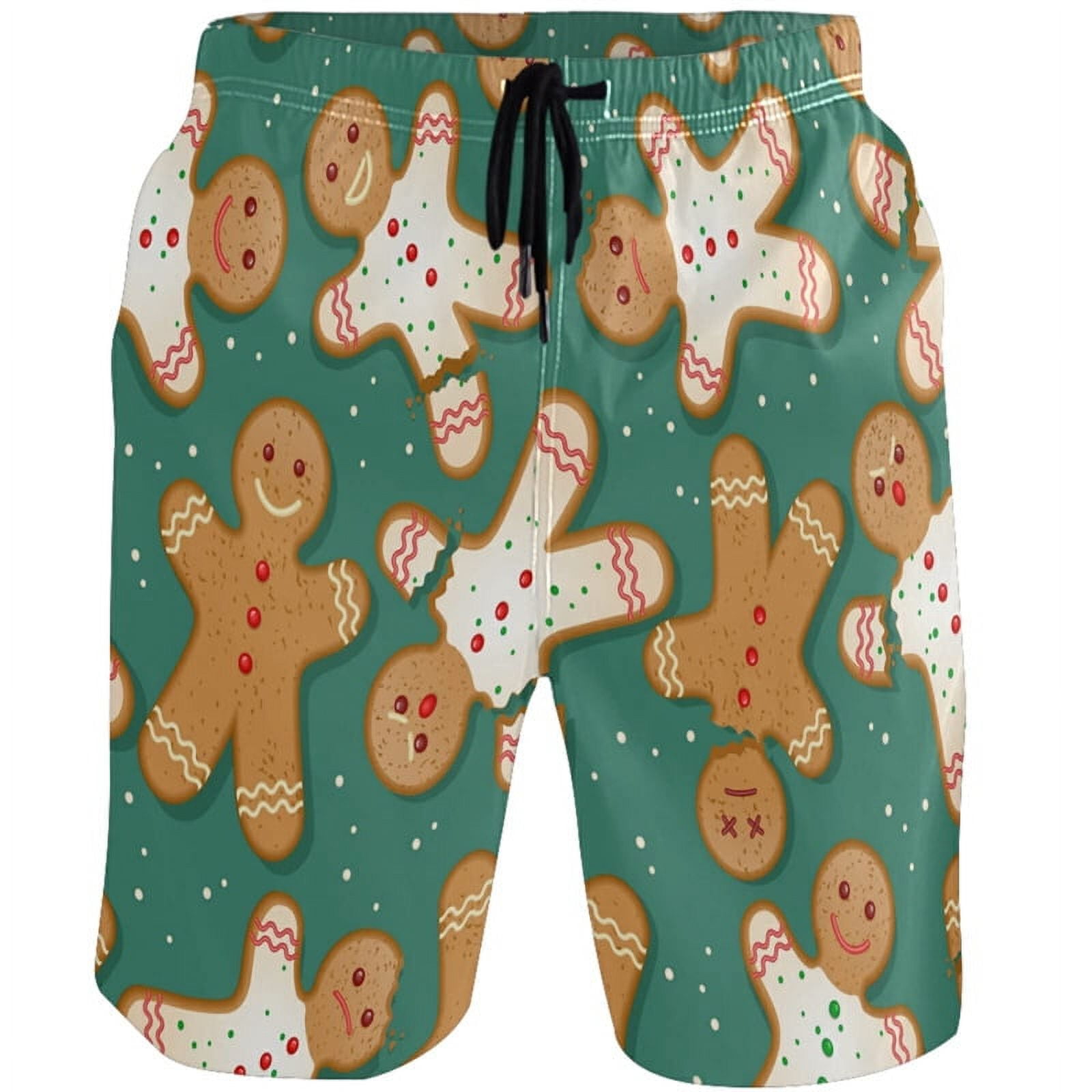New Summer 3D Merry Xmas Gingerbread Man Printing Beach Shorts Men Mens ...