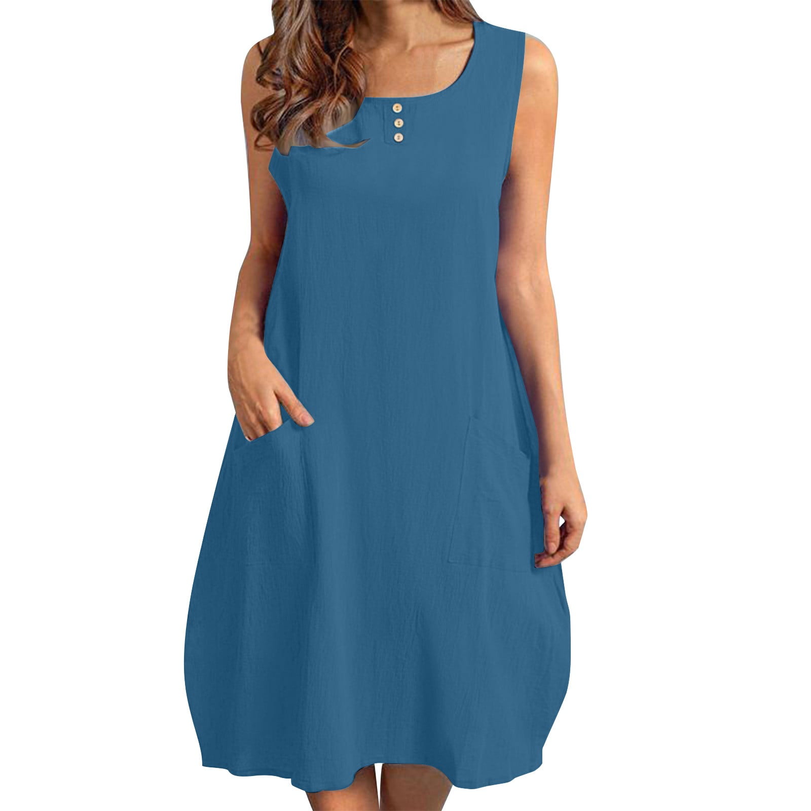 New Summer Arrivals SMihono Women Sun Dress Summer Loose Fit Round Neck ...