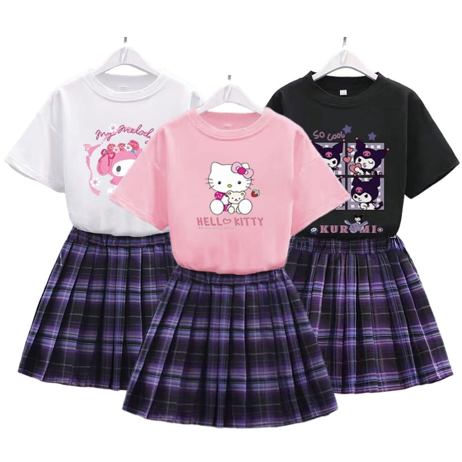 New Summer Children Clothes Suit Girls Sanrio Hello Kitty Kuromi Short ...
