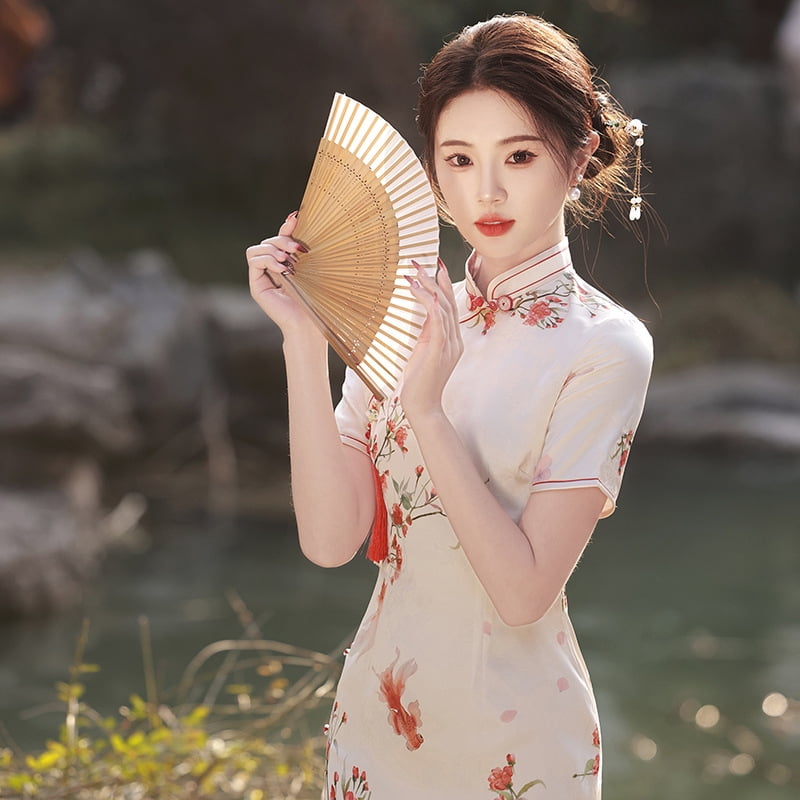 New Summer Qipao Jacquard Silk Lady with Slim Long Temperament ...