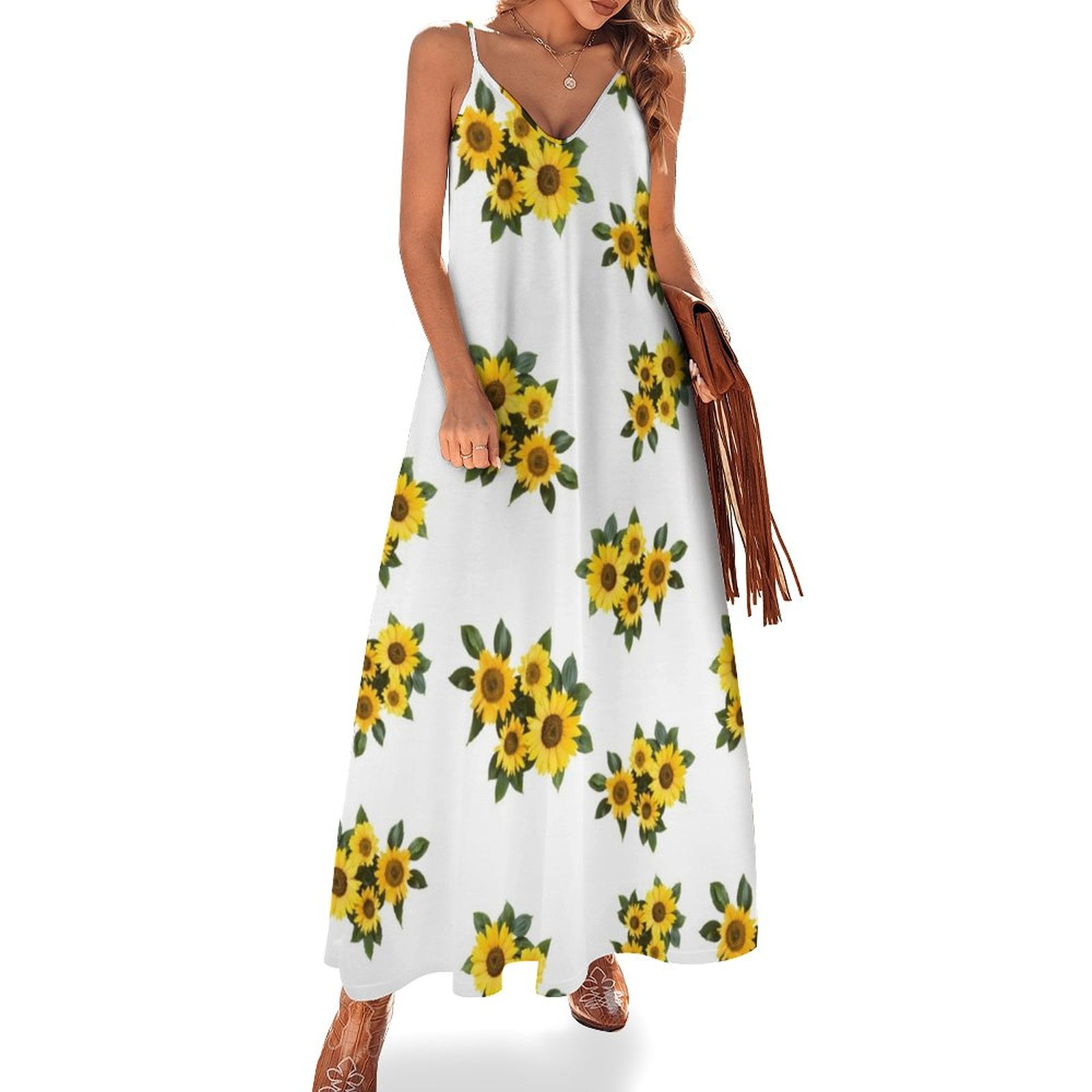 New Sunflower lovely Sleeveless Dress beach outfits for women fairy dress - Walmart.com