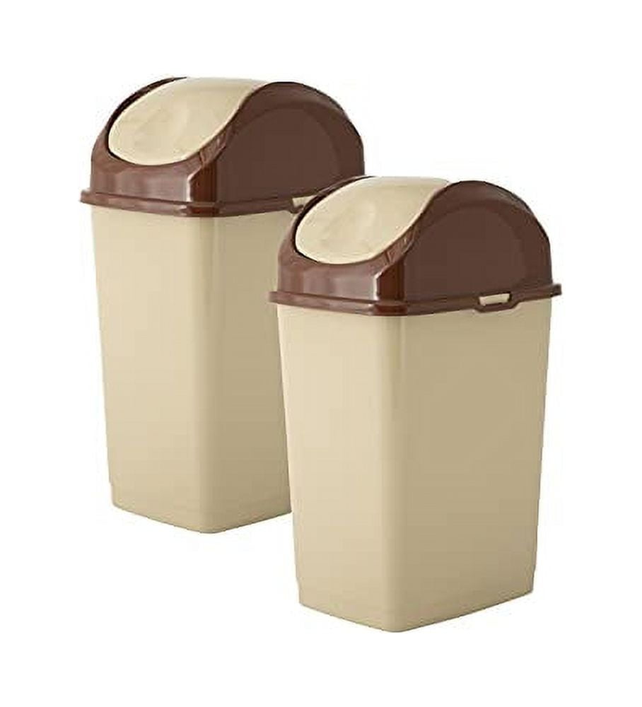 New Superio Small 2.5 Gallon Plastic Trash Can with Swing Top Lid ...