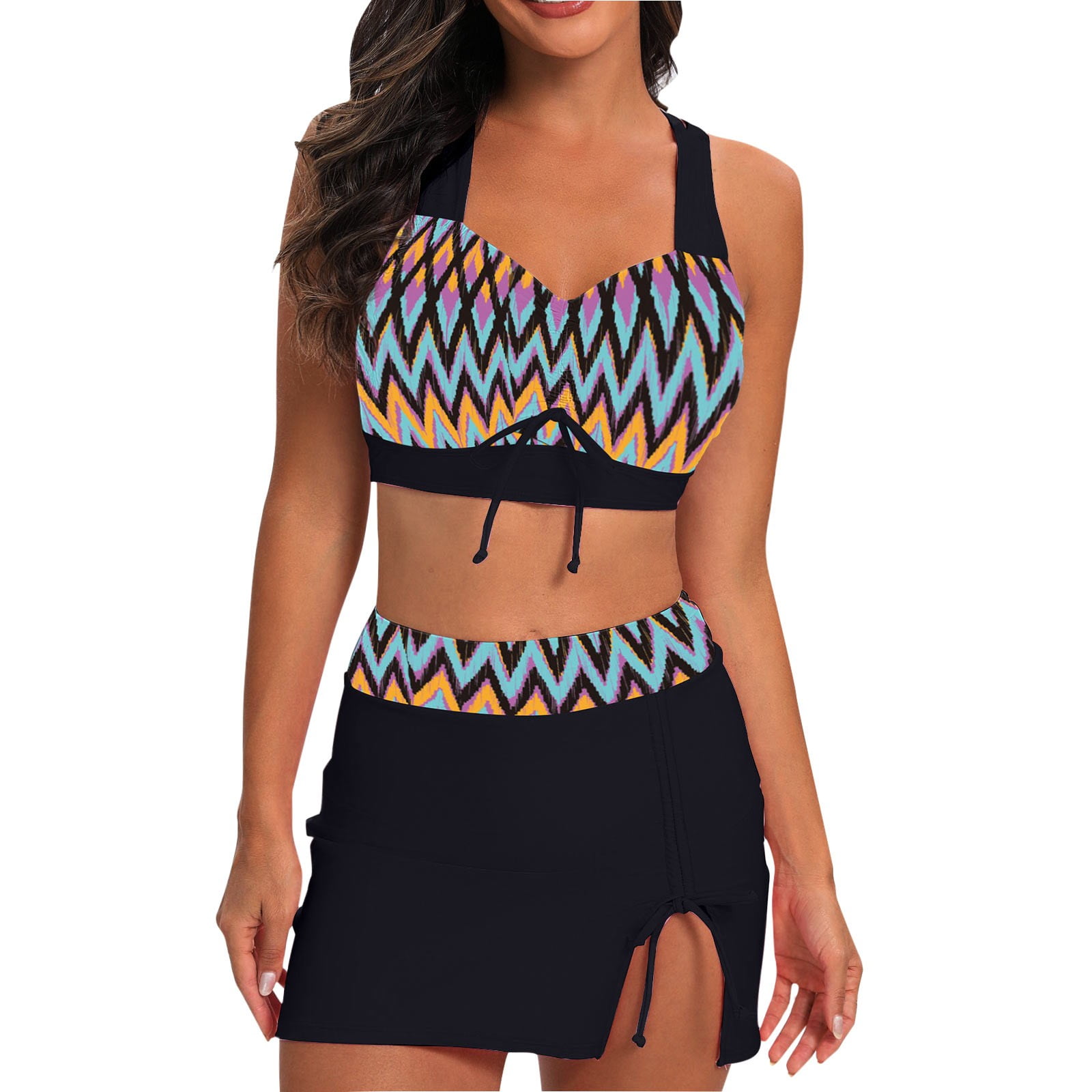 New Swimsuit With High Waisted And Backless Print European And American