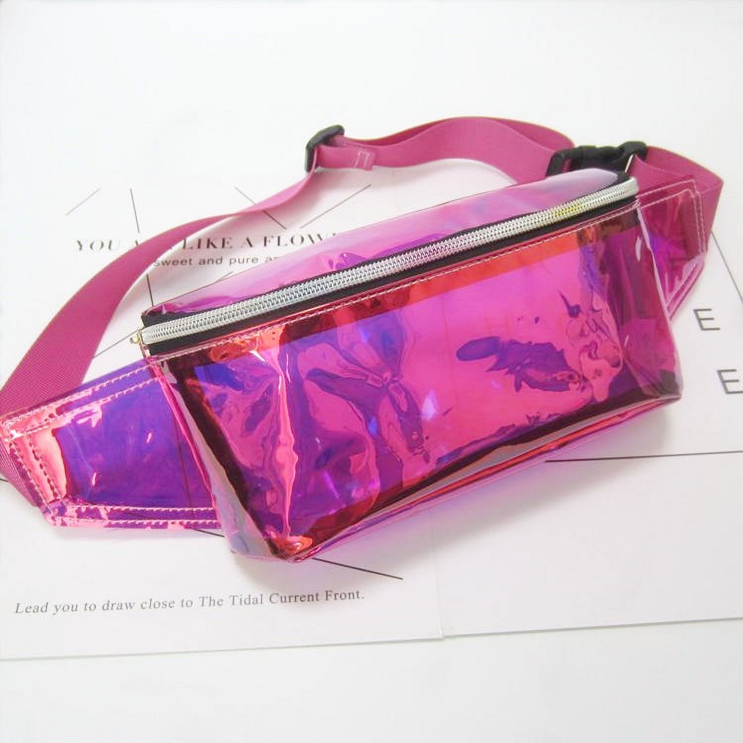 New Symphony Laser Waist Bag Metallic Transparent PVC Beach Bag Rose ...