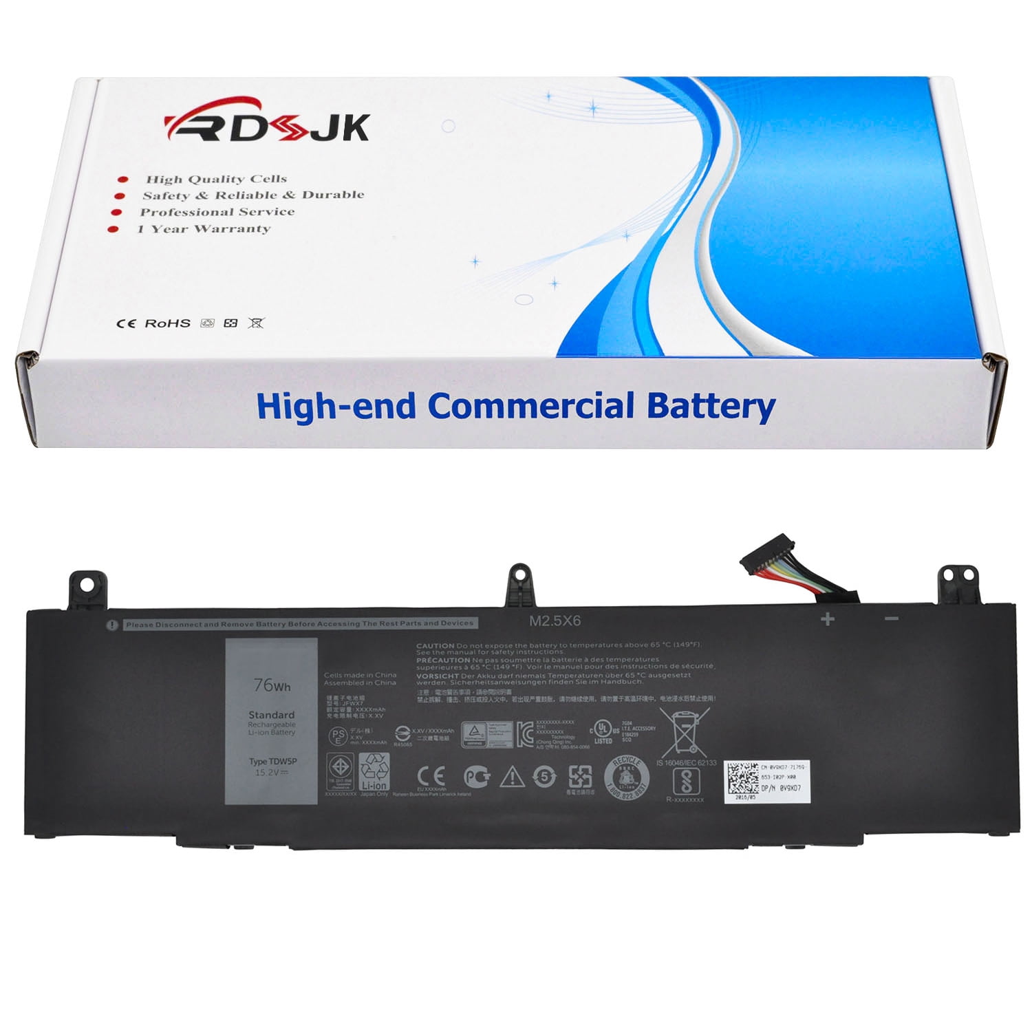 New TDW5P (15.2V 76Wh) Laptop Battery for Dell Alienware 13 R3 ALW13C ...