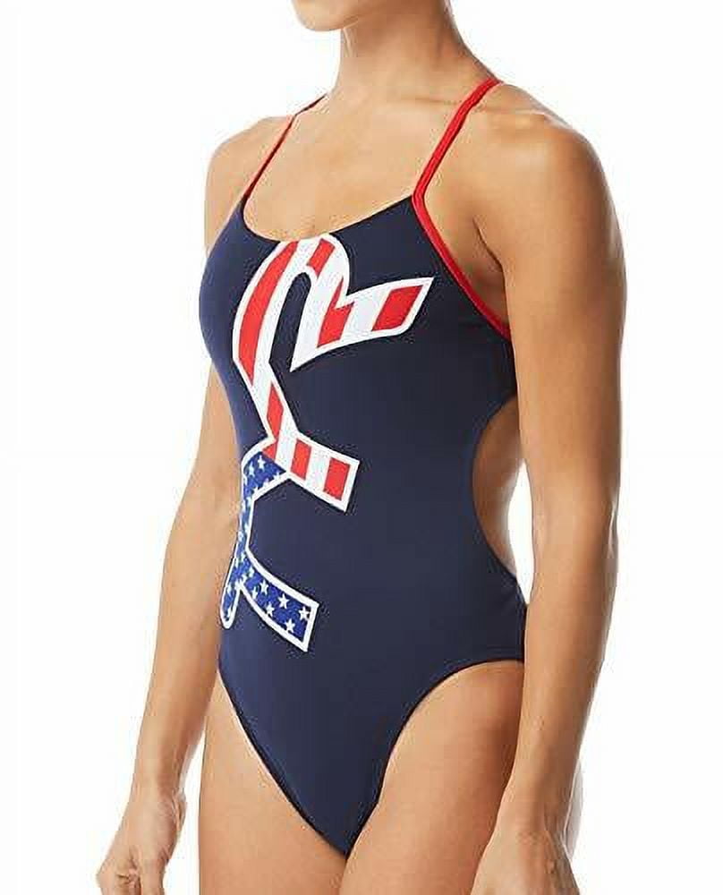 TYR Women's One Piece Swimsuit, Navy Stars and Stripes, Size 36, Durafast One Fabric - Walmart.com