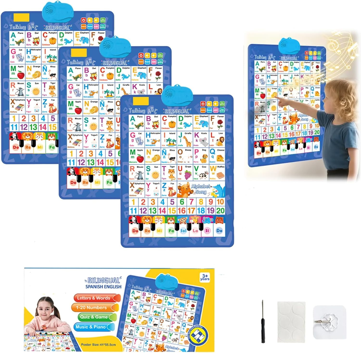 New Talking Wall Chart for Students, English & Spanish Bilingual ...
