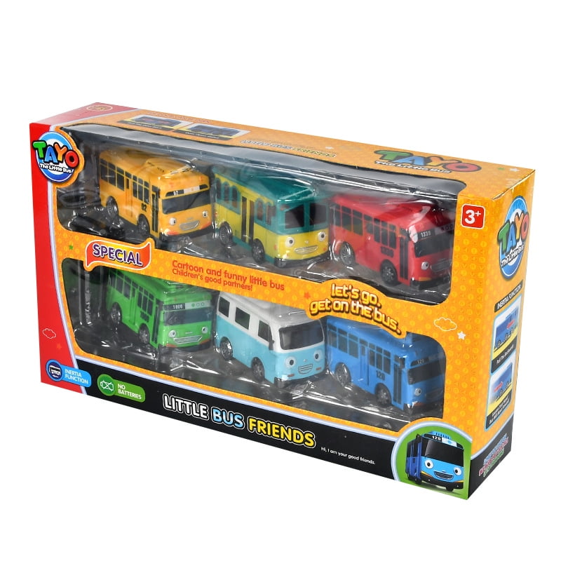 New Tayo Mini Bus Little Bus Toy Set Openable Doors, Slide & Pull Back ...
