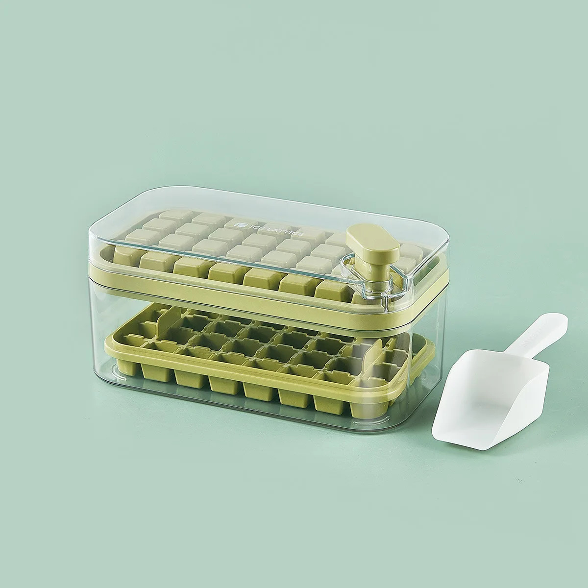 New Tepy 64 Slots Ice Cube Molds Trays with Lid Creative 2 in 1 Ice ...