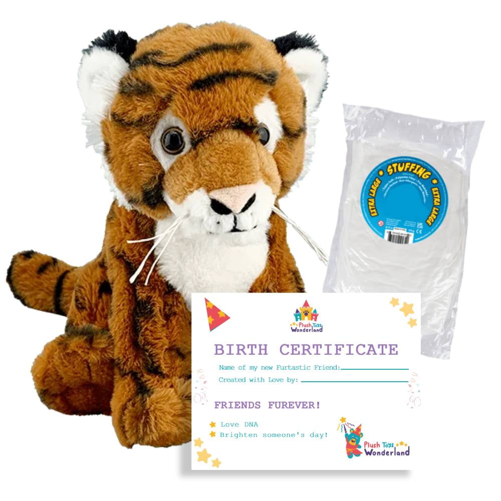 Plush Gear Terry The Tiger 8" DIY Plush Kit with Stuffing & Birth ...